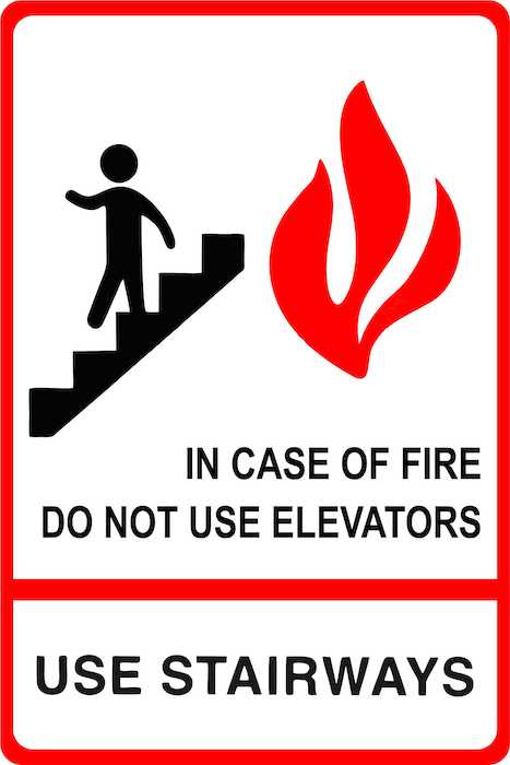 ADA Compliant Elevator Sign,IN CASE OF FIRE USE STAIRS – SignOptima