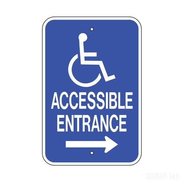 SignOptima™️ Accessible Entrance Arrow Pointing Aluminum Sign