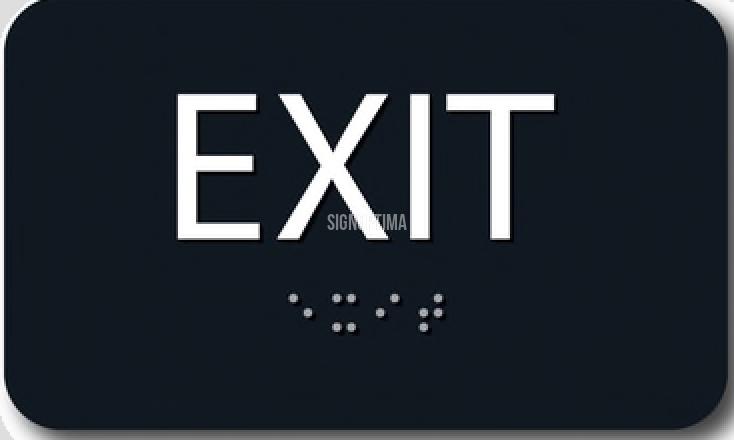 ADA Compliant EXIT Sign, Tactile With Braille 6"x4" ,SignOptima™️