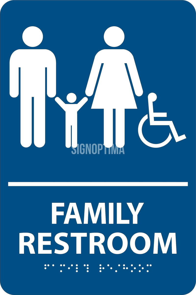SignOptima™️ ADA Compliant Family Restroom Braille Sign