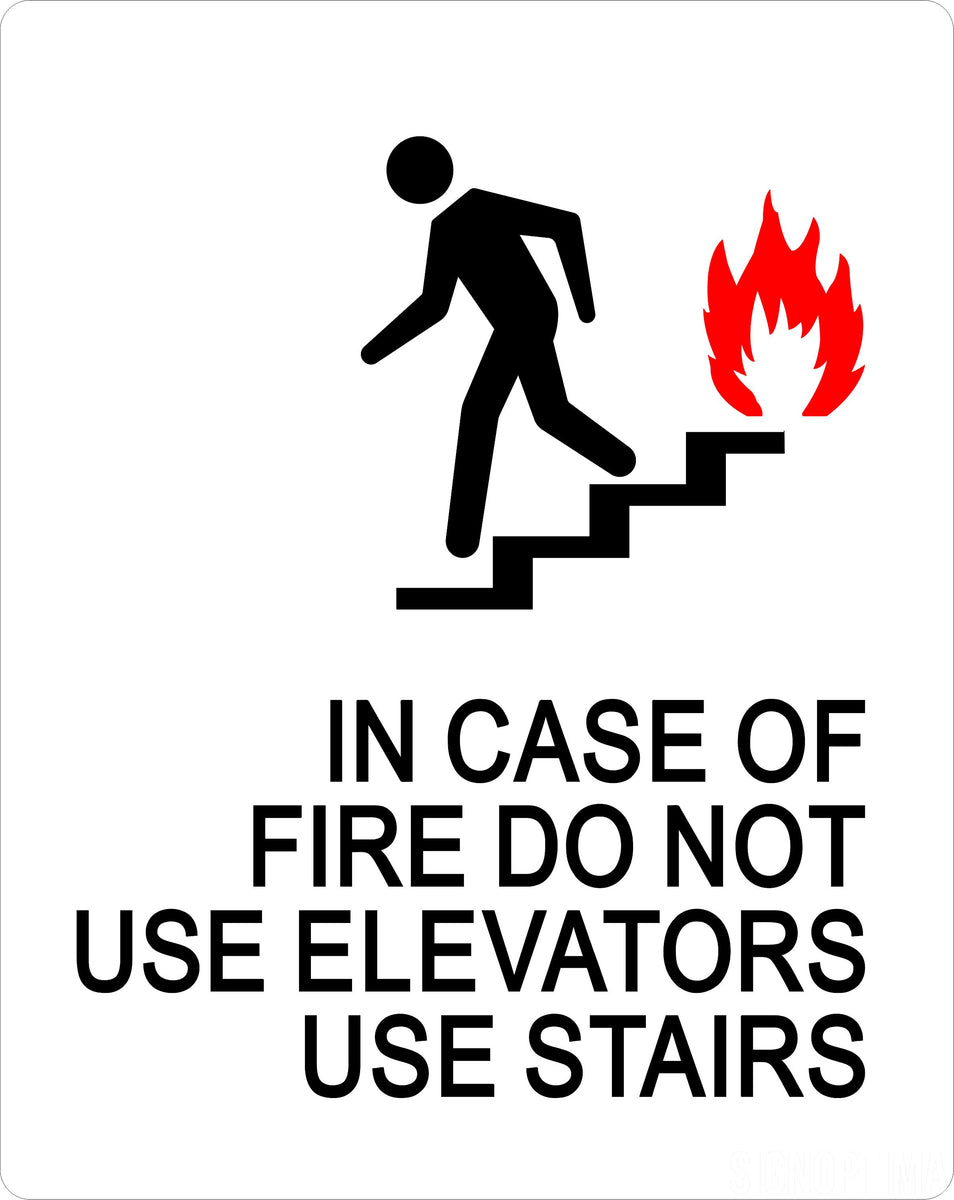 ADA Compliant Elevator Sign,IN CASE OF FIRE USE STAIRS – SignOptima