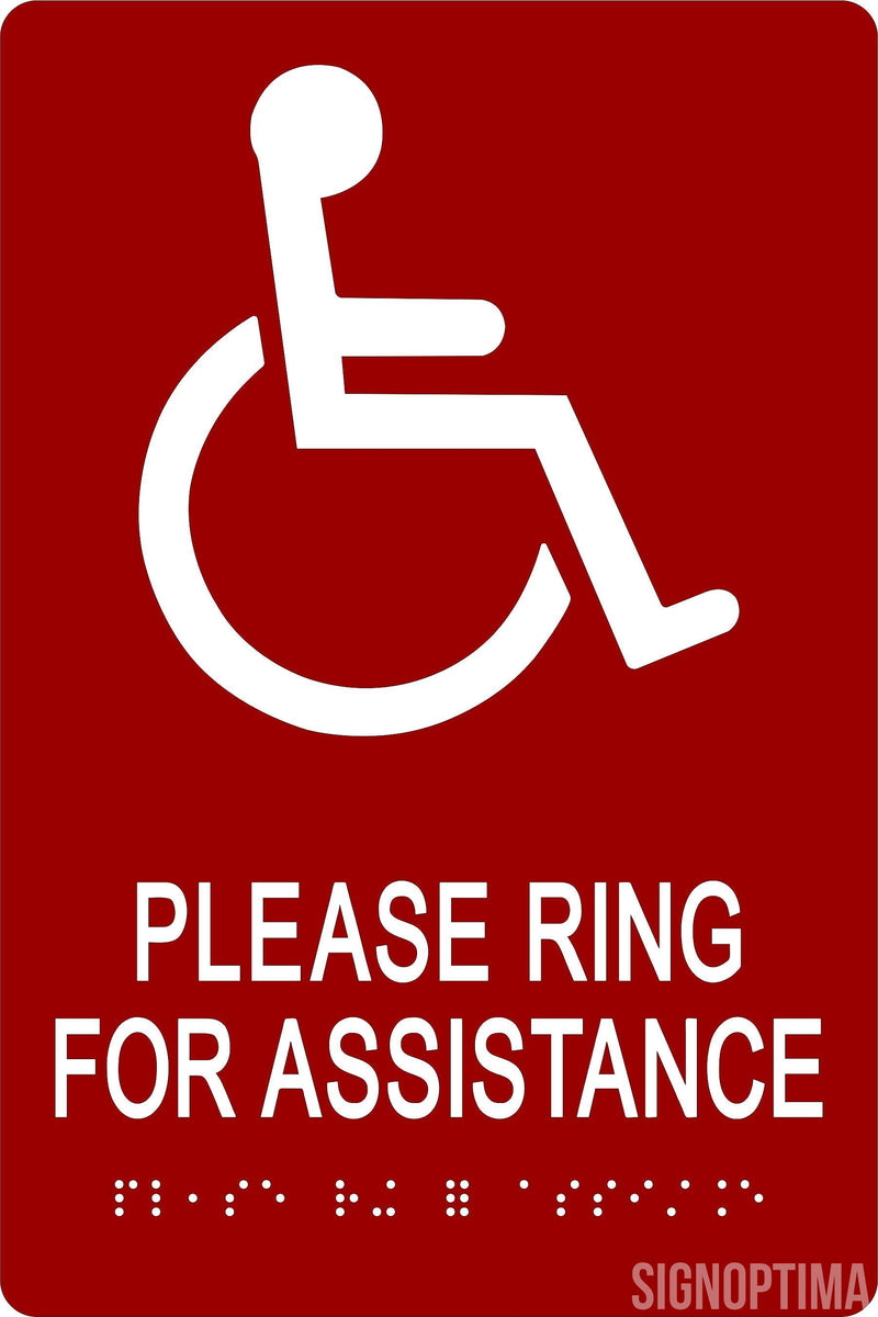 SignOptima™️ ADA Compliant " PLEASE RING FOR ASSISTANCE" Acrylic Brail