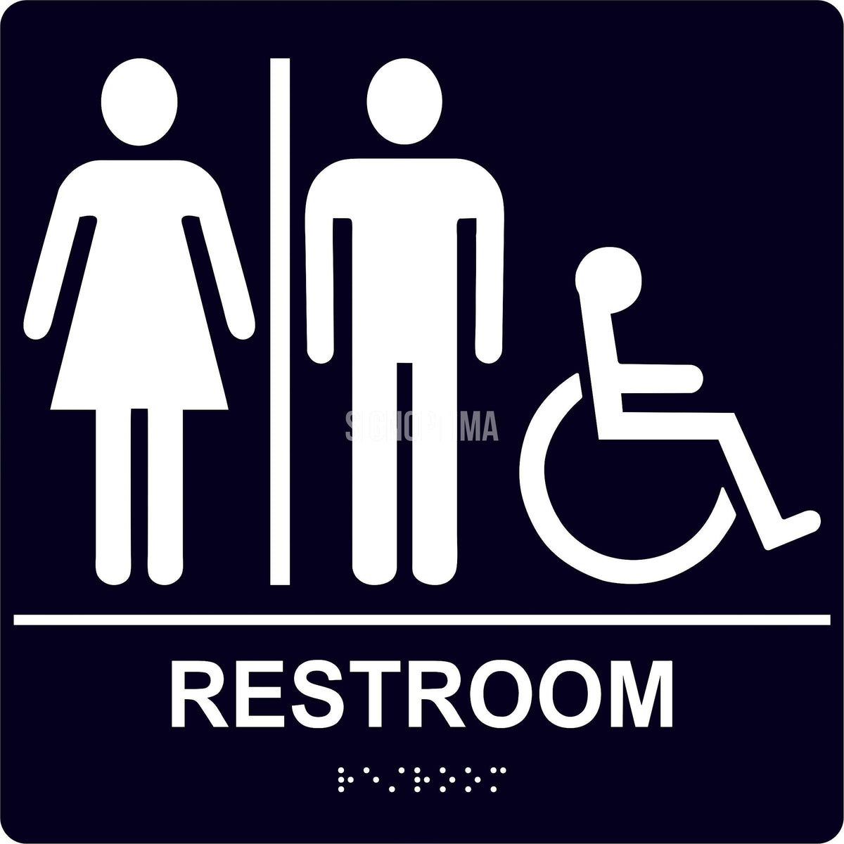 ADA Compliant Unisex Accessible Restroom Braille Sign ,8"x8" – SignOptima