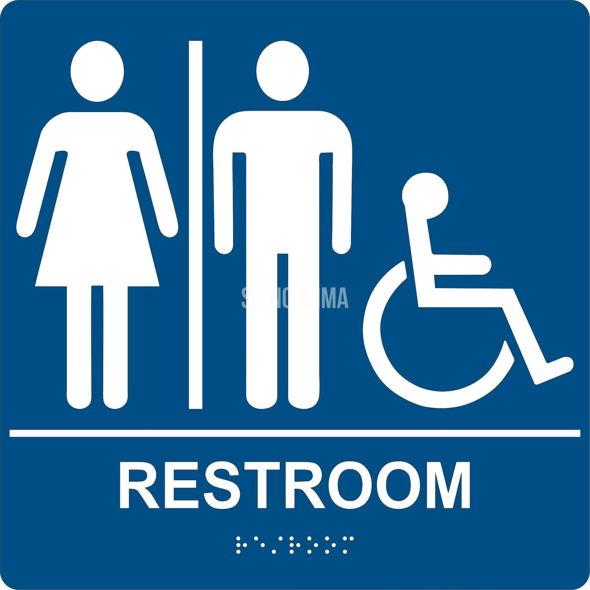 ADA Compliant Unisex Accessible Restroom Braille Sign ,8"x8" – SignOptima