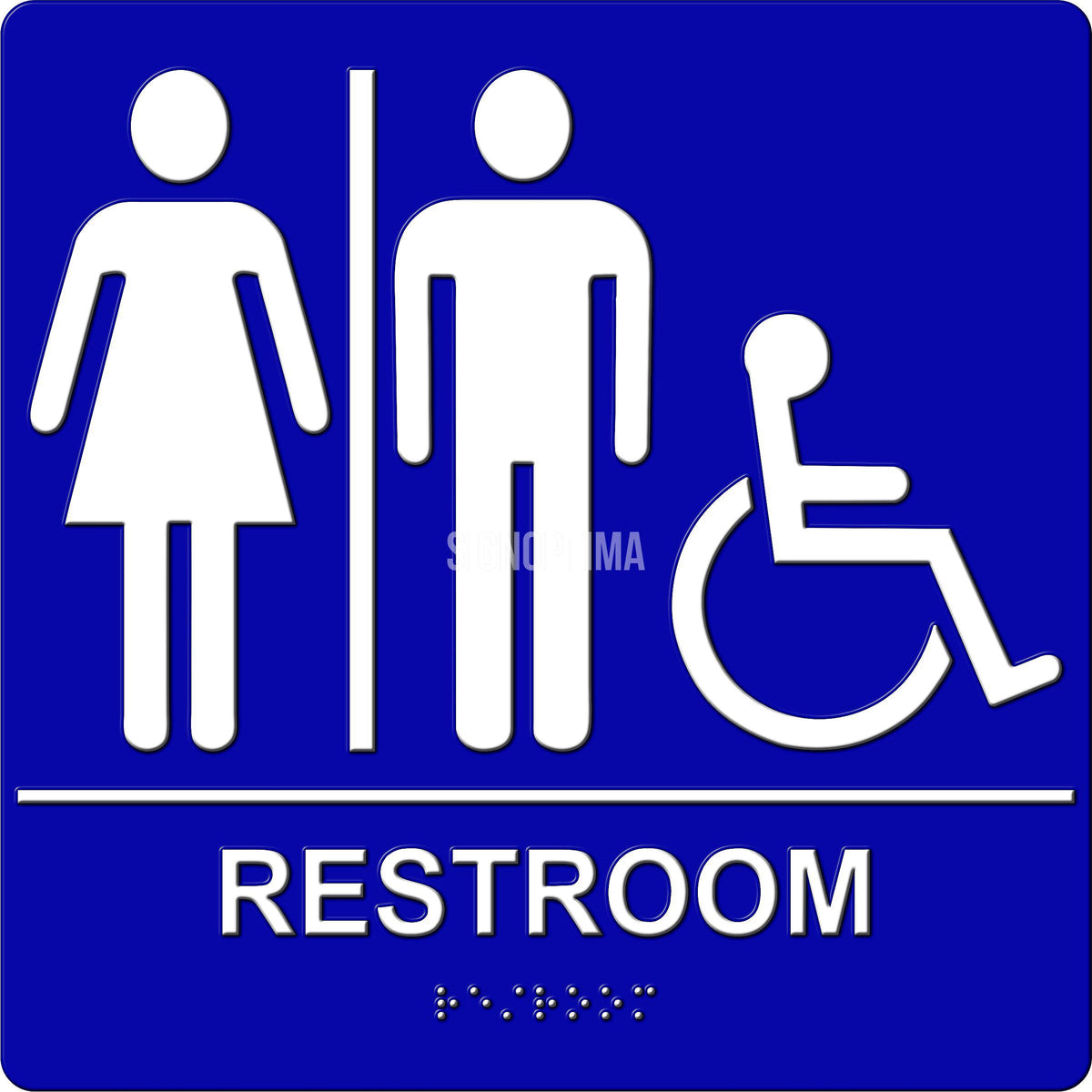 ADA Compliant Unisex Accessible Restroom Braille Sign ,8"x8" – SignOptima