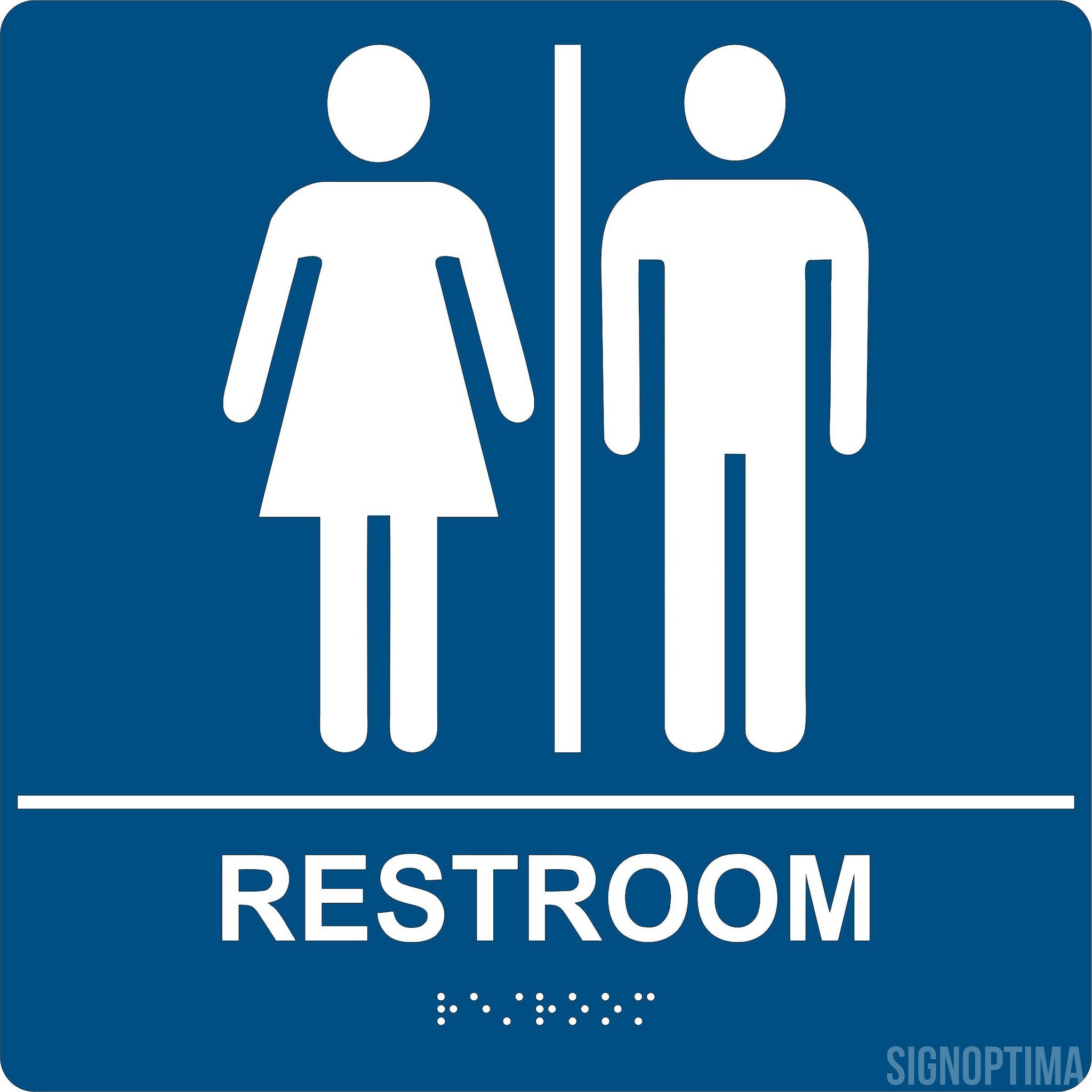 SignOptima™️ ADA Compliant Unisex Restroom Braille Sign ,8"x8"