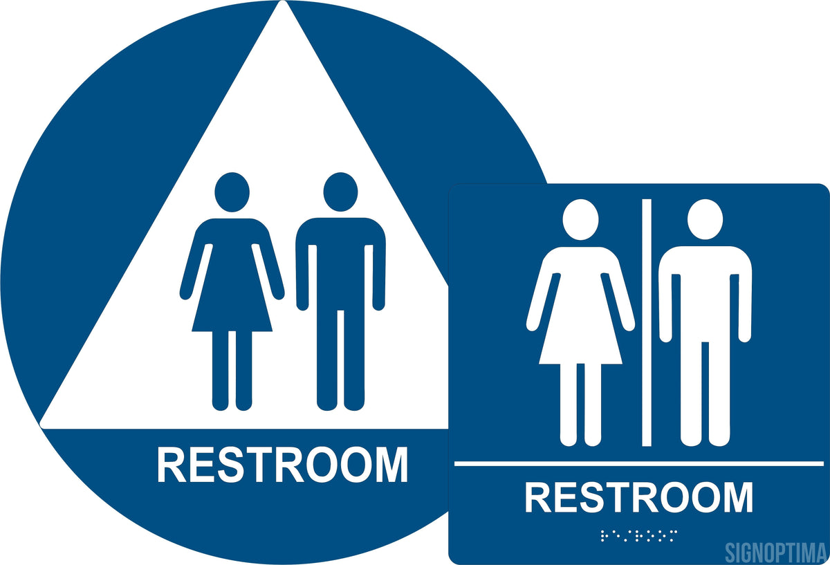 SignOptima™️ ADA Compliant Unisex Restroom Sign Bundle, Braille Sign a